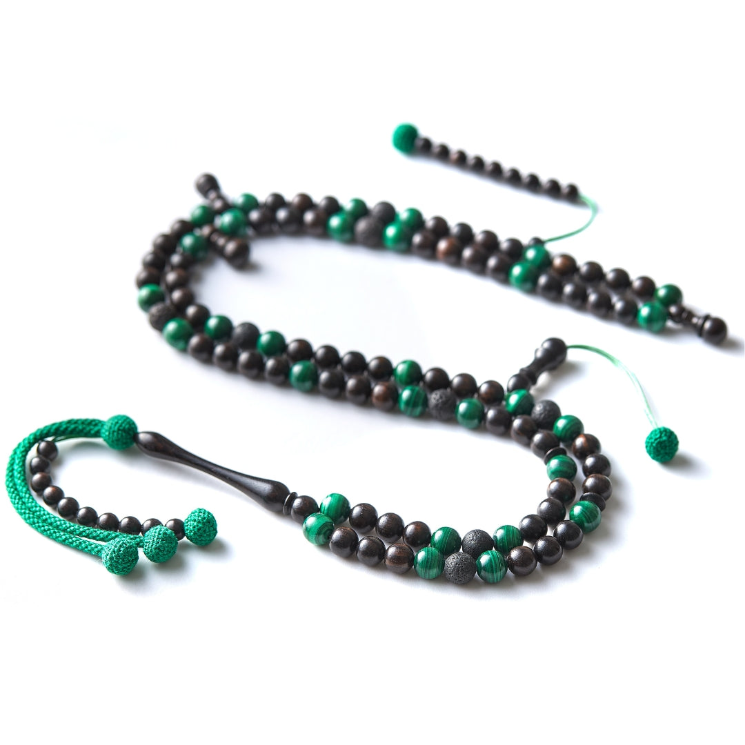 Authentic Malachite Tasbih Misbaha (Islamic Dhikr) - Basmala Beads