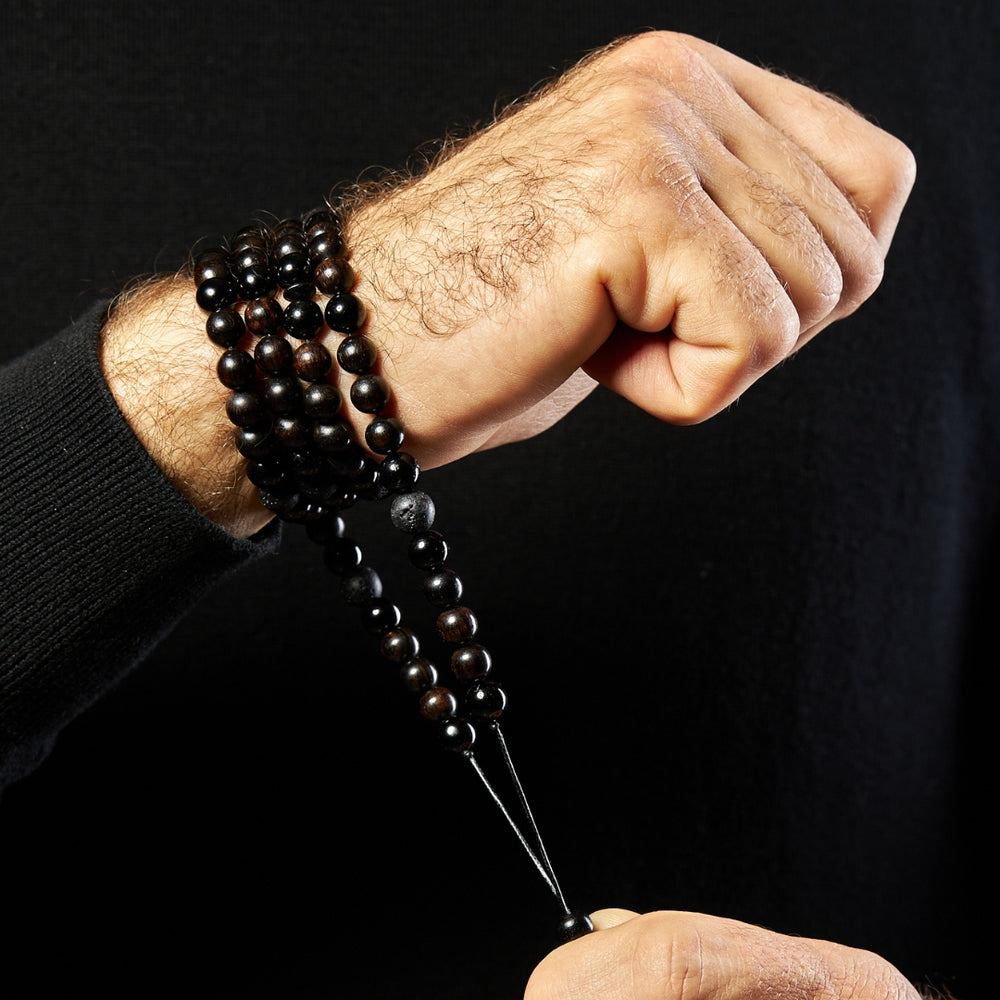 Authentic Black Tourmaline Islamic Tasbih Bracelet - Basmala Beads